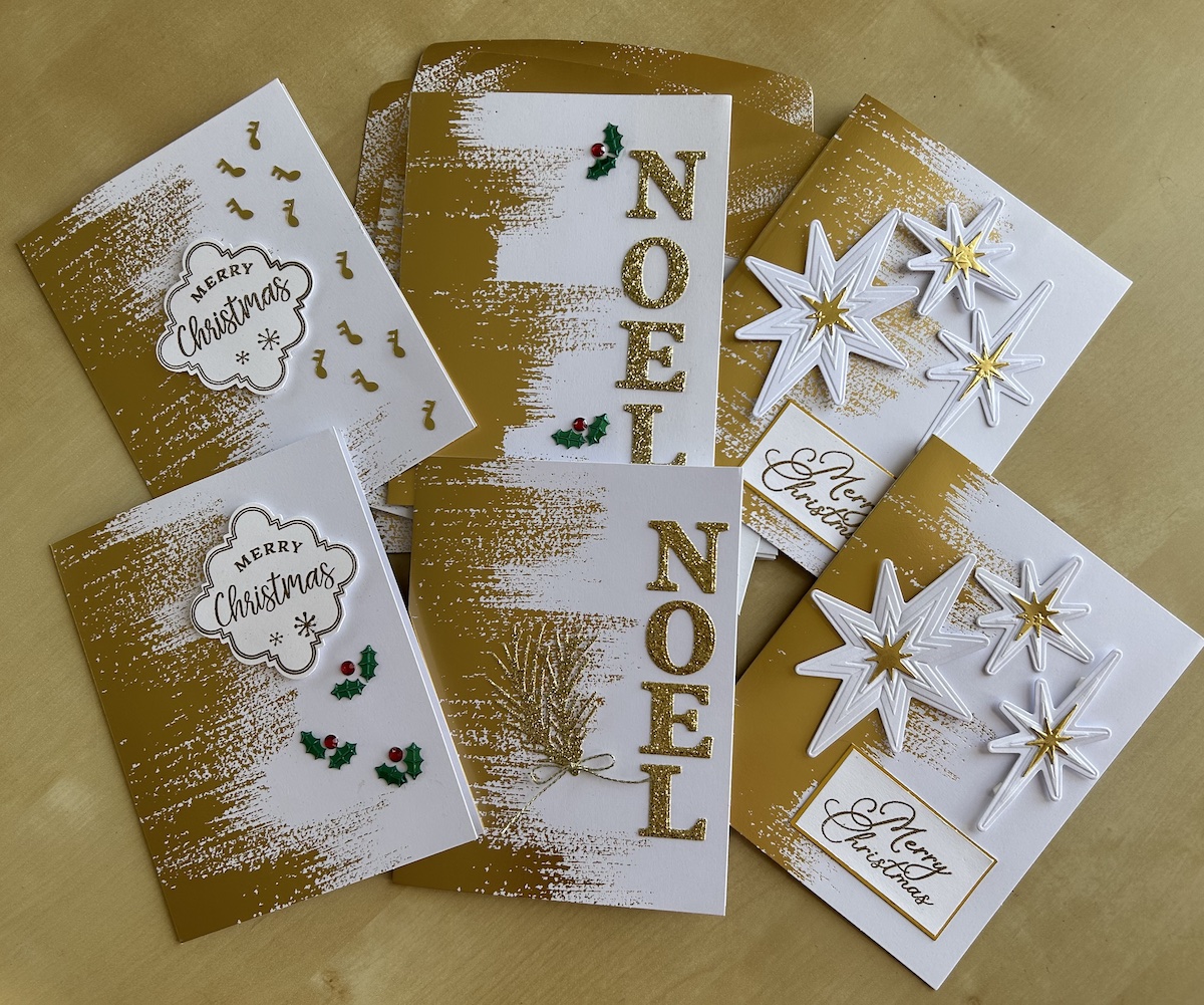 How to make quick and easy gold and white cards - Crafty Carol's Cards