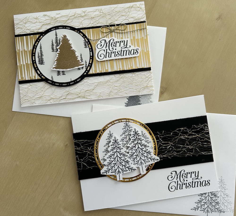 Three easy Christmas tree cards - Crafty Carol's Cards